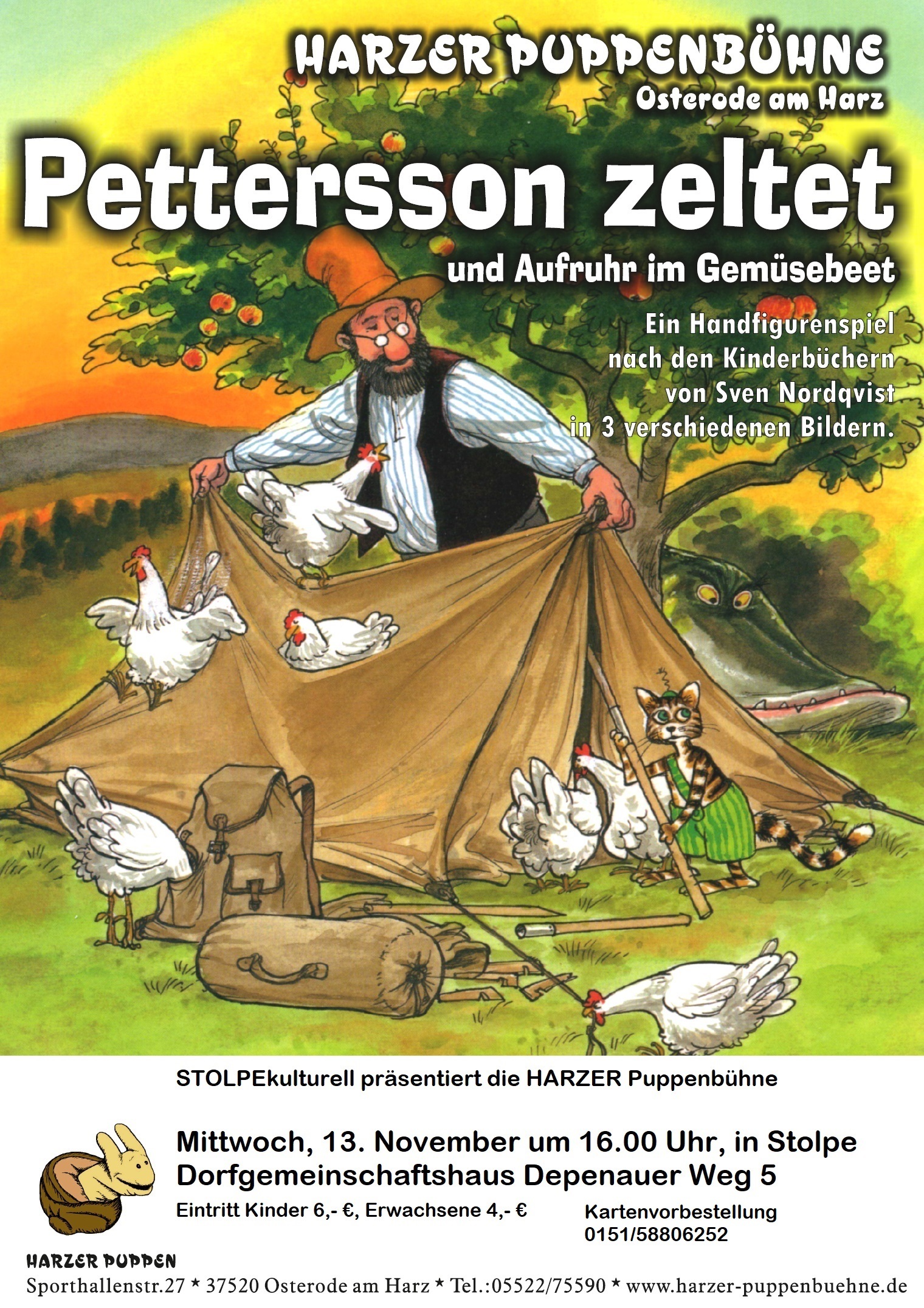 Harzer Puppenbühne: Pettersson zeltet – 2019 – Stolpe am See